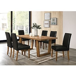 Dining Room Kitchen Table Chairs Set Model 3091 7pc Color Driftwood Complete Set 1 Table with 6 Chairs