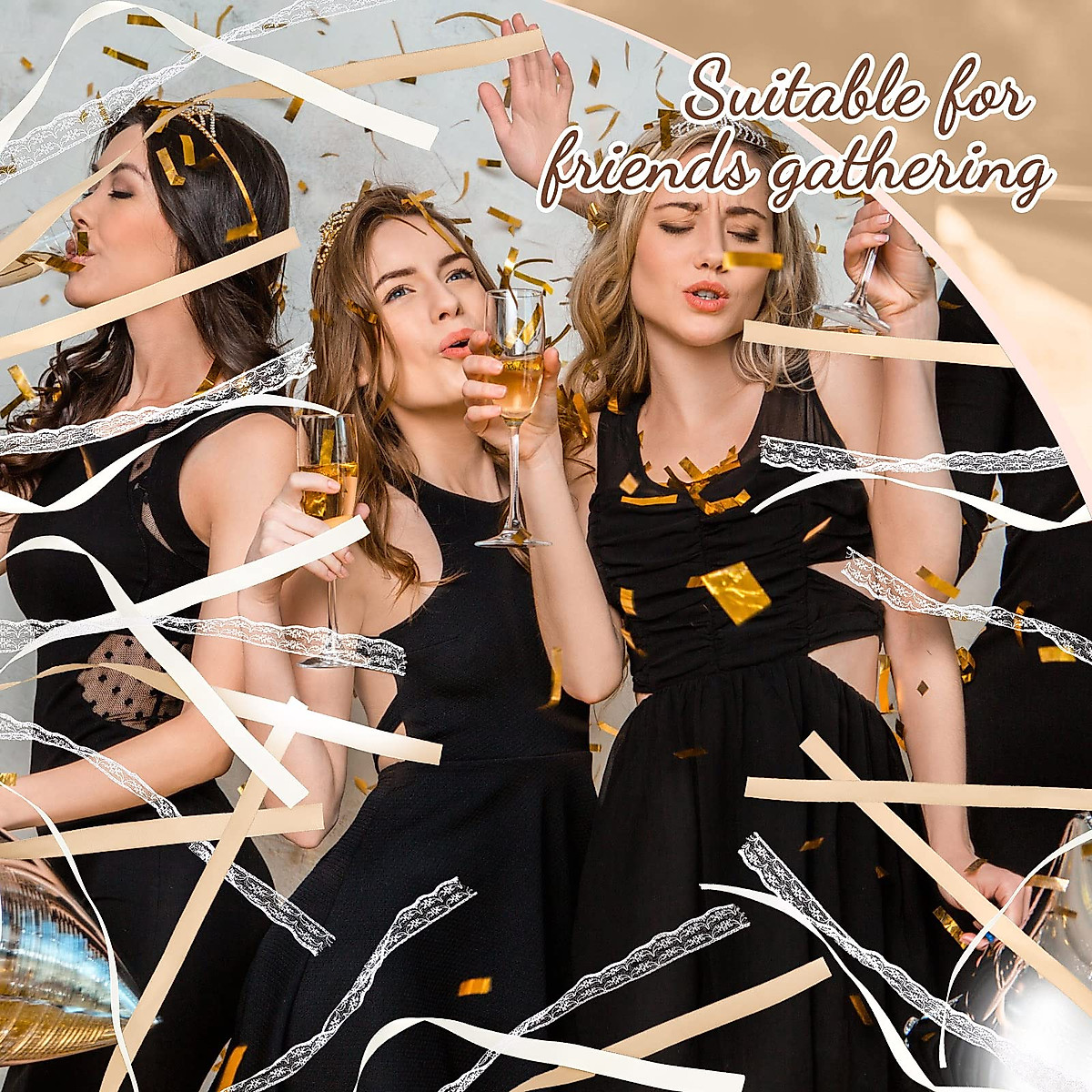 Taiyin 150 Pcs Lace Ribbon Stick Wands Wedding Wand Streamers with Bell Silk Ribbon Fairy Wand Wedding Send Off Streamer for Wedding Party Favors Baby Shower Holiday(White)