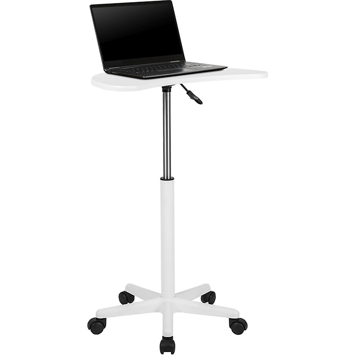 Flash Furniture Sit Mobile Laptop Computer Portable Rolling Standing Desk, Set of 1, White