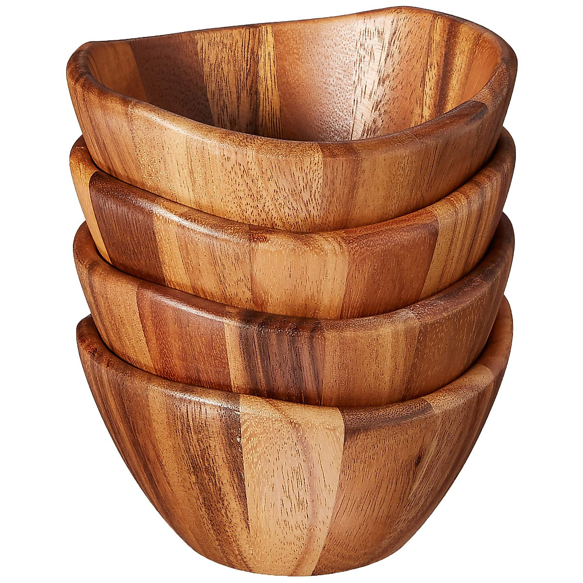 Lipper International Acacia Wave Serving Bowl and 4 Wave Bowls Set