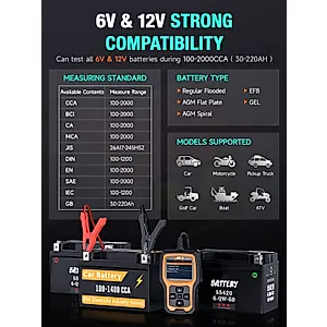 ANCEL AD410 Pro+ 2 in 1 OBD2 Scanner Battery Tester, OBD2 Scanner Diagnostic Tool for Car Check Engine Code Reader Scan Tool & 6V 12V 100-2000 CCA Battery Charging Cranking Test EVAP Live Data