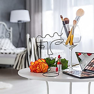 shangjia Metal Face Outline, Metal Face Decor, Abstract Sculpture, Iron Character Statue Decor, Geometric Hat Stands Metal Rack Wigs Holder, Bedroom Display Stand for Jewelry, Hats, Wigs, A