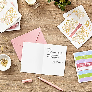 Hallmark Customizable All Occasion Greeting Cards (12 Cards with Envelopes and Stickers) Gold Foil Floral for Birthday, Thank You and Thinking of You