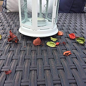 PHI VILLA Outdoor Loveseat Rattan Sectional Sofa - Patio Wicker Furniture Set Outdoor Couch for Backyard, Garden (4-Piece Navy Blue)