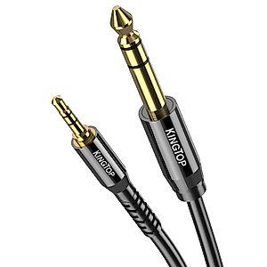 KINGTOP 1/8 to 1/4 Stereo Cable (7ft / 2.1m), TRS 3.5mm to 1/4 Cable, Bidirectional 1/4 to 3.5mm Cable for Guitar, iPod, Laptop, Home Theater Devices, Speaker, Amplifiers