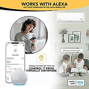 Senville LETO Series Mini Split Air Conditioner Heat Pump, 12000 BTU 110/120V, Inverter, Works with Alexa, SEER2 20.8, 1 Ton, White