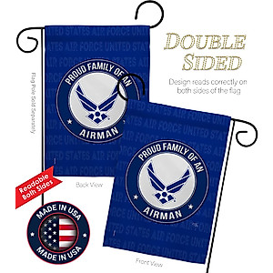 Proud Family Airman Garden Flag - Armed Forces Air Force USAF United State American Military Veteran Retire Official - House Decoration Banner Small Yard Gift Double-Sided Made In USA 13 X 18.5