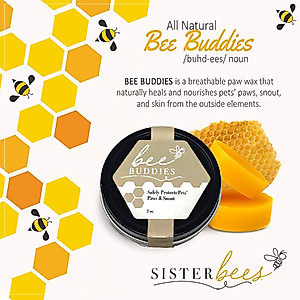 Bee Buddies 100% Natural Paw, Nose & Snout Beeswax Balm - Wax Protects & Repairs Cracked & Irritated Paws and Skin - Treatment for Pets - Proudly Made in The USA, Women-Owned, Beekeepers