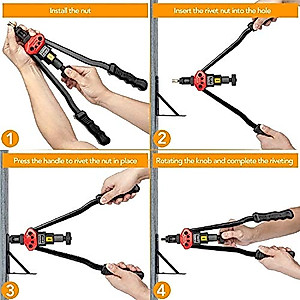 AIUITIO 16" Rivet Nut Tool, Rivnut Tool Kit with 15 Metric and SAE Mandrels, Nutsert Rivet Tool Set with 150Pcs Rivnuts