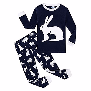 Little Boys Girls Rabbit Easter Pajamas Bunny Cotton Blue Pjs Kid 6