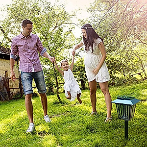 New & Improved Solar Powered Zapper- Enhanced Outdoor Flying Insect Killer- Hang or Stake in the Ground- Cordless Garden Lamp- Portable LED Machine- Best Stinger for Mosquitoes/ Moths/ Flies (Black)