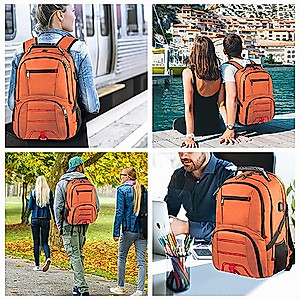 Extra Large 50L Travel Laptop Backpack, Computer bag Backbag with USB Charging Port, TSA Friendly Durable Big RFID Heavy Duty Business Tech Backpack Fits 17 Inch Laptops for Men Women, Orange