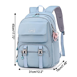 JiaYou Teen Girls Casual Backpack High Middle School Daypack Women Daily Travel Laptop Bag(2# Blue,35 Liters)