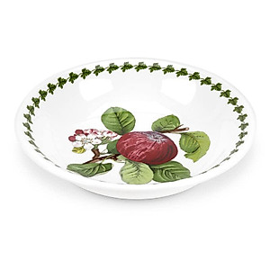 Portmeirion Pomona Collection | Set of 6 | Ceramic Dinnerware Dish Set | Microwave and Dishwasher Safe | Assorted Fruit Motifs | Made in England (Pasta/Low Bowl)