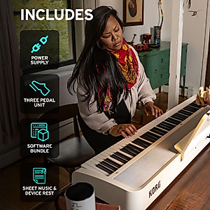 KORG B2 Portable Digital Piano with 88-Key Full Size Weighted Keyboard, Built-in Speakers, Music Stand, Sustain Pedal, and Power Supply (B2WH)