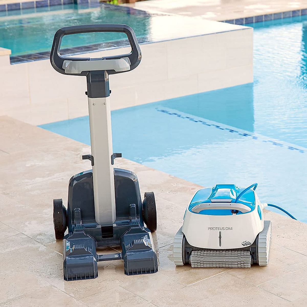 Dolphin Proteus DX4 Automatic Robotic Pool Vacuum Cleaner Includes Caddy for Easy to Transport and Storage, Ideal for In-Ground Pool up to 50 FT in Length