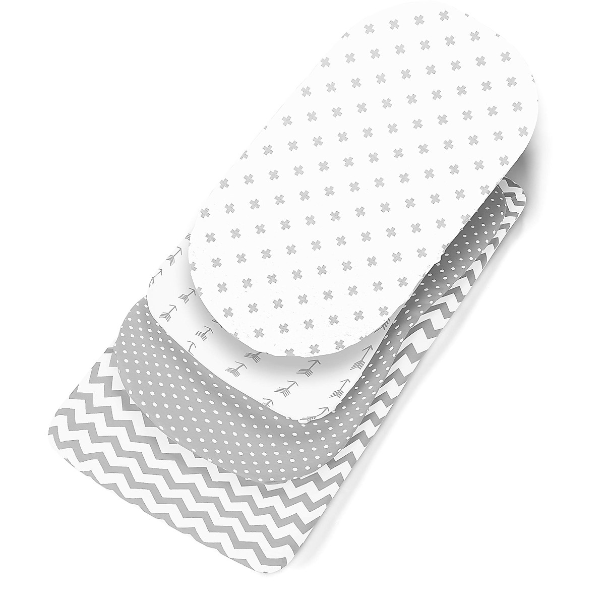 Bassinet Bed Sheets – Premium Bassinet Fitted Sheet for Halo, Mika Micky, Maxi COSI & Others - 4 Pack 100% Jersey Knit - Bassinet Bedding for Standard Size Oval or Halo Bassinet Pads for Boys & Girls