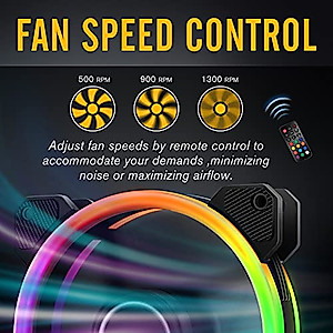 EZDIY-FAB RGB Dual Ring 120mm Case Fans,5V Motherboard Sync,Speed Adjustable,RGB Sync Fan with 10-Port Fan Hub X and Remote-5 Pack