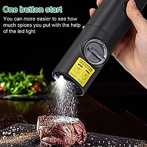 2 Pack-Electric Salt and Pepper Grinder Set, Coldairsoap Automatic Salt Pepper Mill Grinder with LED Light, Adjustable Coarseness, One-Hand Operation for Kitchen BBQ, Battery Operated Salt Grinder