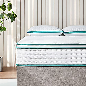 LINSY LIVING 12 Inches Queen Mattress, Hybrid Mattress Queen with Memory Foam and Individually Wrapped Pocket Coils, Firm Support, Motion Isolation, Made in USA