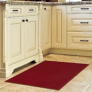 Sweet Home Stores Sweethome Collection Solid Design Rubberback Area Rug/Mat, 2'3" x 3', Red