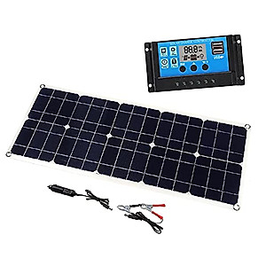 YALIYA 50W 5V/18V Solar Panel Dual USB Output Monocrystalline Solar Panel IP65 Water-Resistant with 10A Solar Controller Regulator for Car Yacht Batterys Boat r