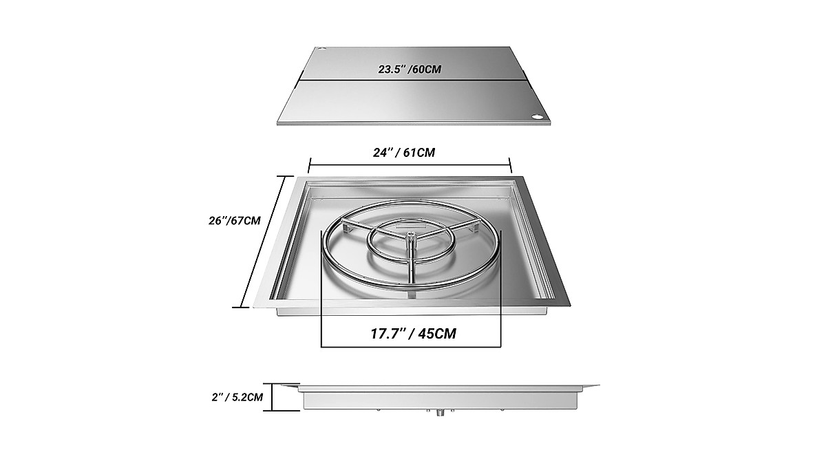 Skyflame 24" Stainless Steel Drop-in Fire Pit Kit
