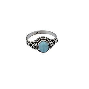 Larimar Stone Ring 925 Sterling Silver Statement Ring For Women Handmade Rings Gemstone Christmas Promise Ring Size US 11 Gift For Her