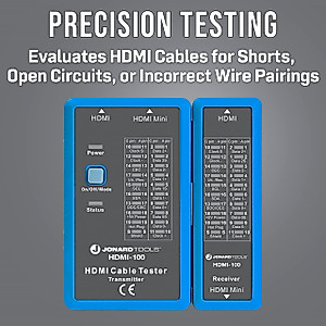 Jonard Tools HDMI-100 HDMI Cable Tester for HDMI and Mini HDMI Cables, Black