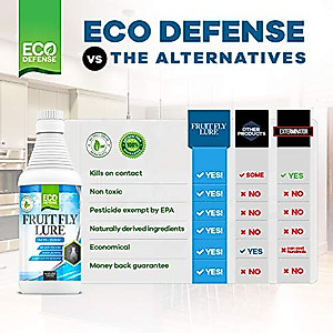 Eco Defense Fruit Fly Killer – Natural Fruit Fly Trap & Drain Fly Killer Treatment for Indoor Fly Control in Kitchen, Restaurants, and More 16 oz