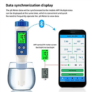 Digital Tester Digital Smart Bluetooth Seawater Salinity Meter Salt Tester Monitor for Aquariums Pool Fish Tank Seafood Aquaculture 0.1-200ppt