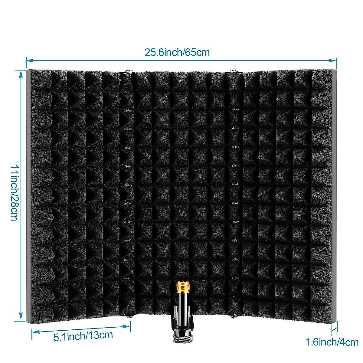 AGPTEK Microphone Isolation Shield, Foldable Adjustable Durable Studio Recording Microphone Isolator Panel for Stand Mount or Table Top