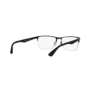 Ray-Ban RX6335 Rectangular Prescription Eyeglass Frames, Matte Black/Demo Lens, 56 mm