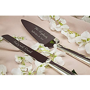 Lenox Devotion Personalized Wedding Cake Knife and Server Set, Custom Engraved Wedding Cake Cutting Set, Engagement Gifts and Accessories for Bride and Groom