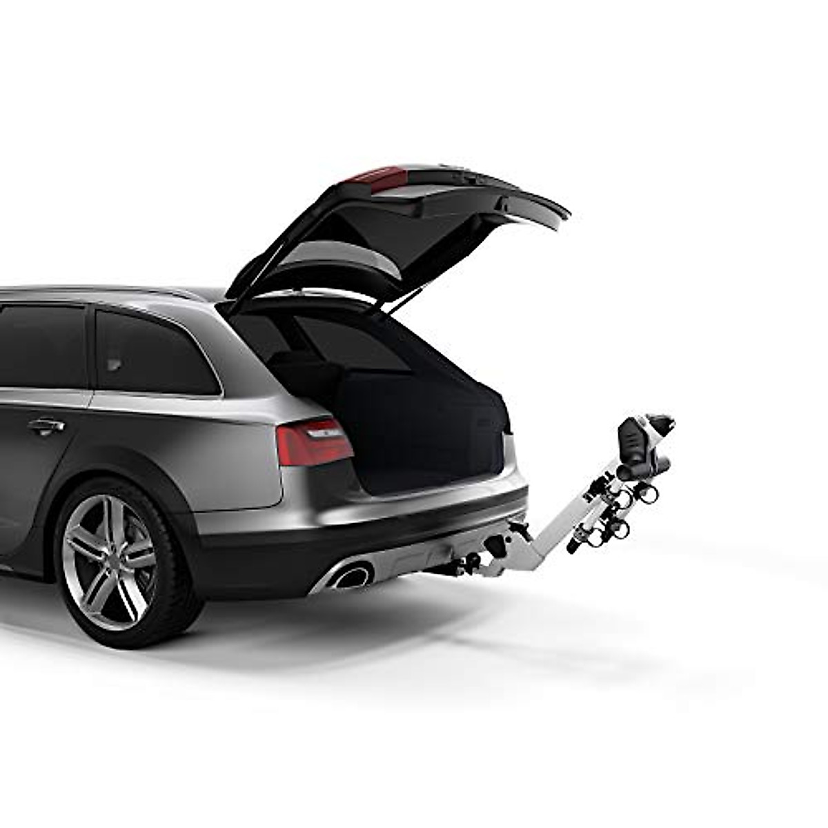 Thule Helium Pro Hanging Bike Rack - Carries 2 Bikes - Lightweight Hitch Bike Rack - Fits 2" and 1.25" receivers - Quick Tool-Free Installation - Tilts for Trunk Access - 75lb Load Capacity