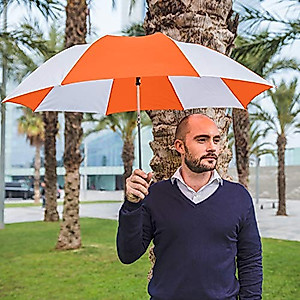 STROMBERGBRAND UMBRELLAS Spectrum Popular Style 16" Automatic Open Umbrella Light Weight Travel Folding Umbrella for Men and Women, (Orange)