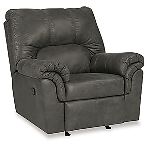 Signature Design by Ashley Bladen Faux Leather Manual Rocker Recliner, Gray