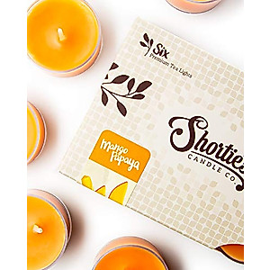 Mango & Papaya Premium Tealight Candles - 6 Orange Highly Scented Tea Lights - Beautiful Candlelight - Made in The USA - Fruit & Berry Collection