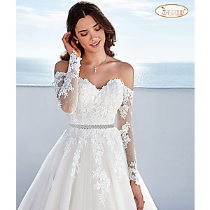 JASGOOD Bridal Rhinestone Wedding Belt Silver Rhinestone Sash Belt for Women Formal Evening Dress(Black Sash,Free Size)