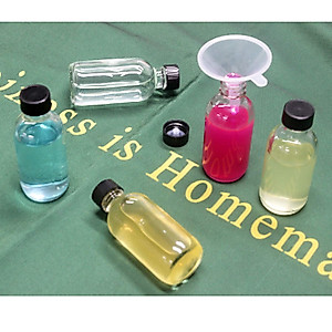 BPFY 12 pack 2 oz Clear Glass Bottle With Black Poly Cap, Funnel, Boston Round Sample Bottles for Syrup, Homemade Vanilla Extract, Essential Oils, Herbal Medicine, Wedding Christmas Decor