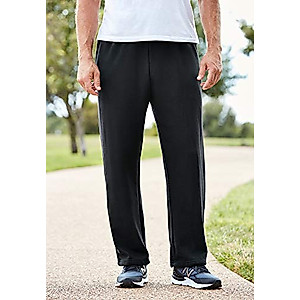 KingSize Men's Big & Tall Fleece Open-Bottom Sweatpants - Tall - XL, Black