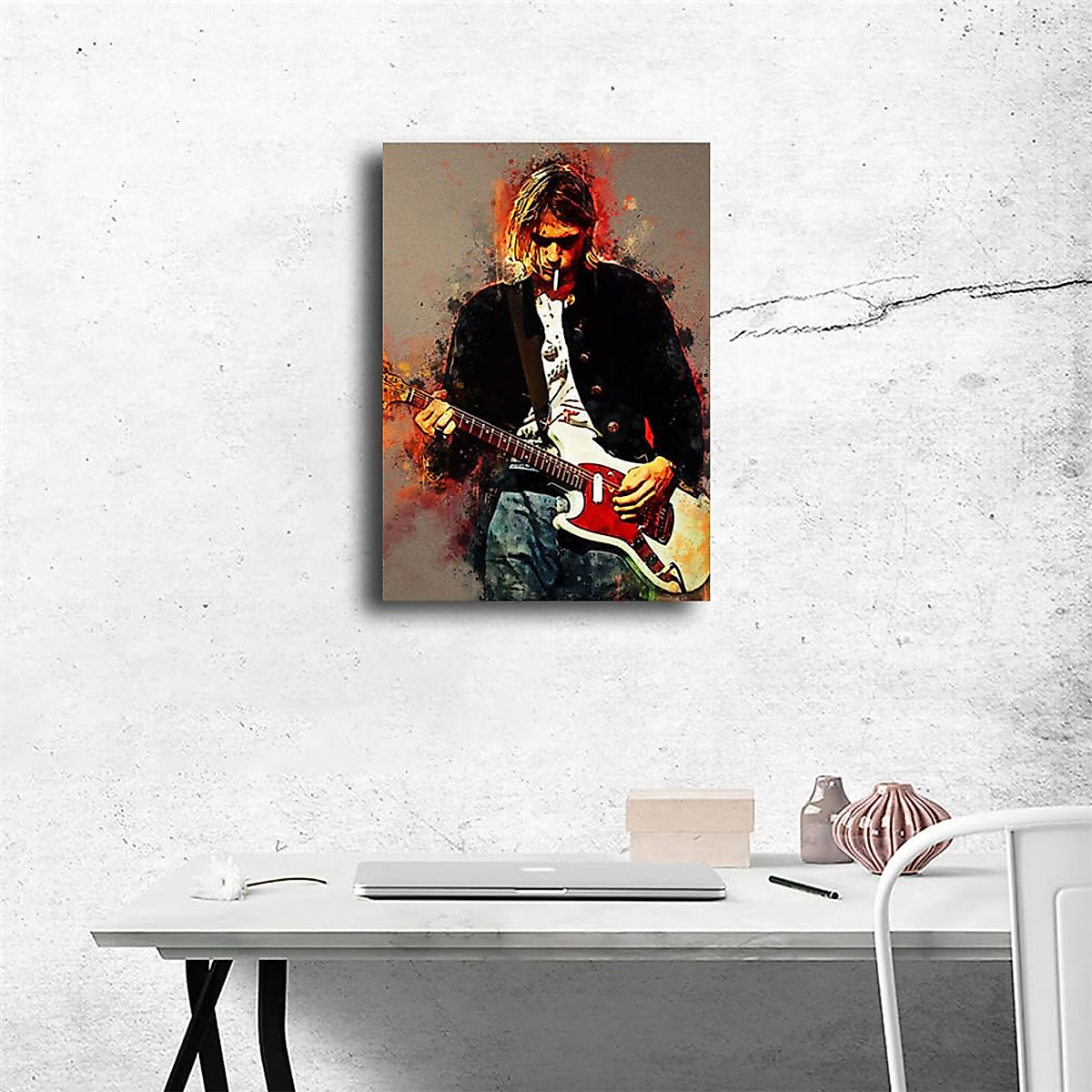 Art Poster Kurt Cobain Canvas Wall Decor for Living Room and Bedroom Garage Wall Bar Cafe Modern Home Framed or Unframed (12in*18in,Unframe)