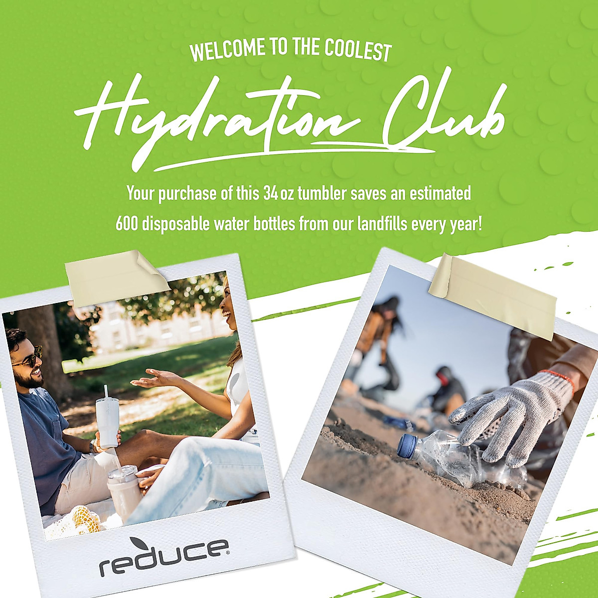 REDUCE Cold1 34 oz Tumbler with Lid and Straw - Vacuum Insulated Stainless Steel Water Bottle for Home, Office or Car; Reusable Cup with Leakproof Flip Lid, Keeps Drinks Ice Cold All Day - Gloss Lilac