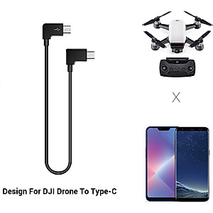 F'wode Micro USB to Type C Data Cable, 11.8 inch 90 Degree Video Data Cable for DJI Mavic 2 Zoom/Mavic 2 Pro/Mavic Mini/Mavic Mini 2/Mavic Air/Mavic Pro/Mavic Pro Platinum/Spark for Cellphone/Tablet