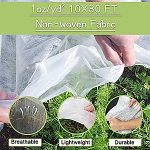 Plant Covers Freeze Protection Kit,10 x 30Ft Frost Cloth and 6Pcs Wide Garden Hoops 1oz/yd2 Floating Row Cover with Greenhouse Hoops Frost Blanket for Winter Garden Covers for Raised Beds with Tools