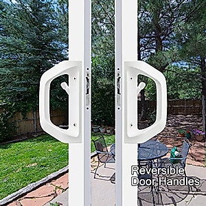 EASILOK Sliding Door Lock Patio Door Handle Set with Mortise Lock Sliding Glass Door Lock Replacement Convertible Fits Door Thickness from 1-1/2" to 2-4/25",3-15/16''Screw Hole Spacing
