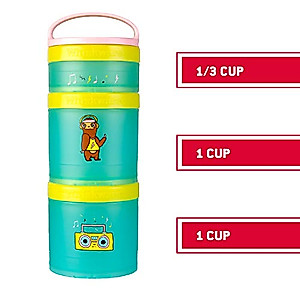 Whiskware Animal Stackable Snack Containers for Kids and Toddlers, 3 Stackable Snack Cups for School and Travel, Skating Unicorn