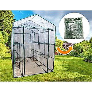 MTB Outdoor Portable Walk-in Garden Greenhouse Replacement PVC Cover for Greenhouse with 2 Tiers 12 Shelves for Frame Size 84x56x77inch