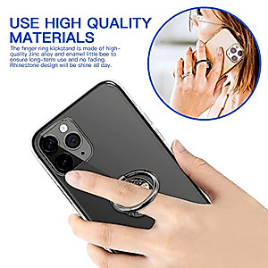 YINHEXI Phone Ring Holder Finger Kickstand, Cell Phone Ring Holder Finger Grip 360 Degree Rotation, with Crystal Stone Enamel Bee (Black)