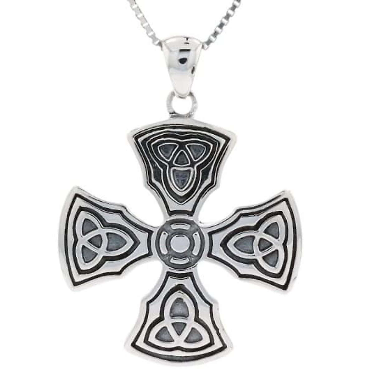 Jewelry Trends Celtic Trinity Knights Templar Cross Steling Silver Pendant Necklace 22"